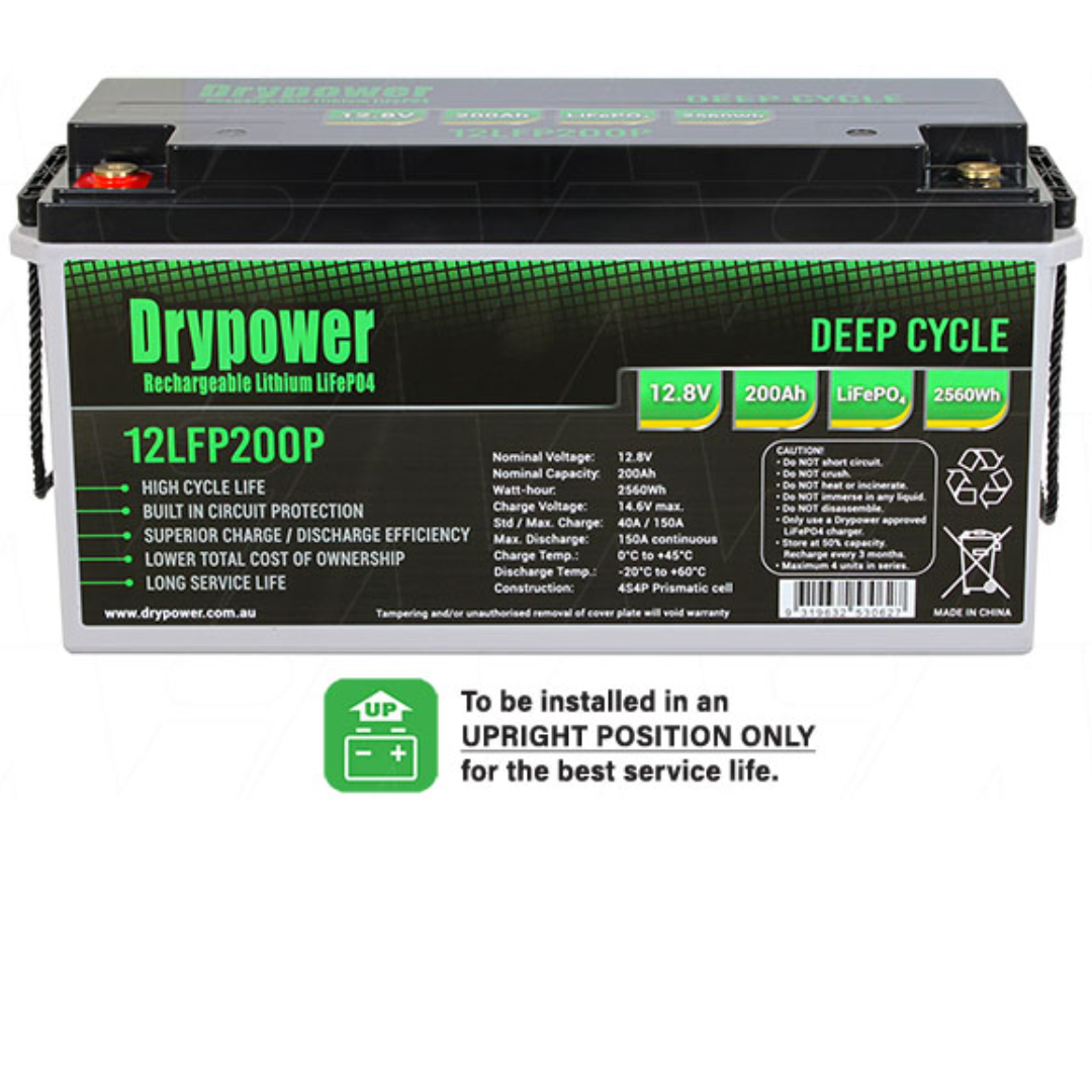 Drypower 12V Rechargeable 12LFP200P Lithium Deep Cycle Battery ...